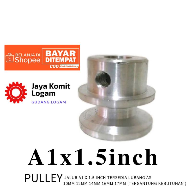 Jual Pulley pully puli Puley Poli polly A1x1.5 inch lubang as Dari 8mm ...