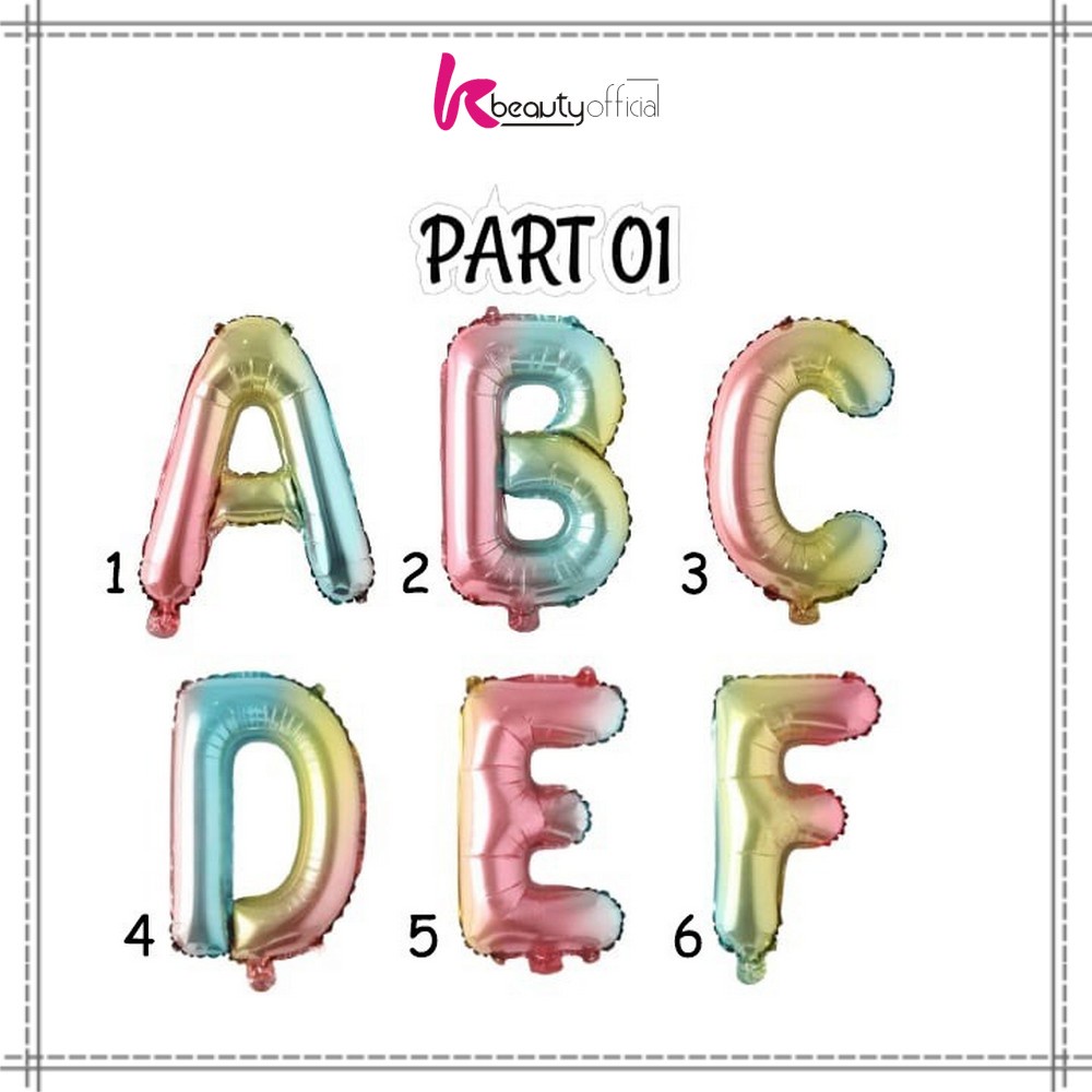 Jual KB-C390 Ballon Foil Abjad Alphabet Polos Gradient A-Z Balon Foil ...