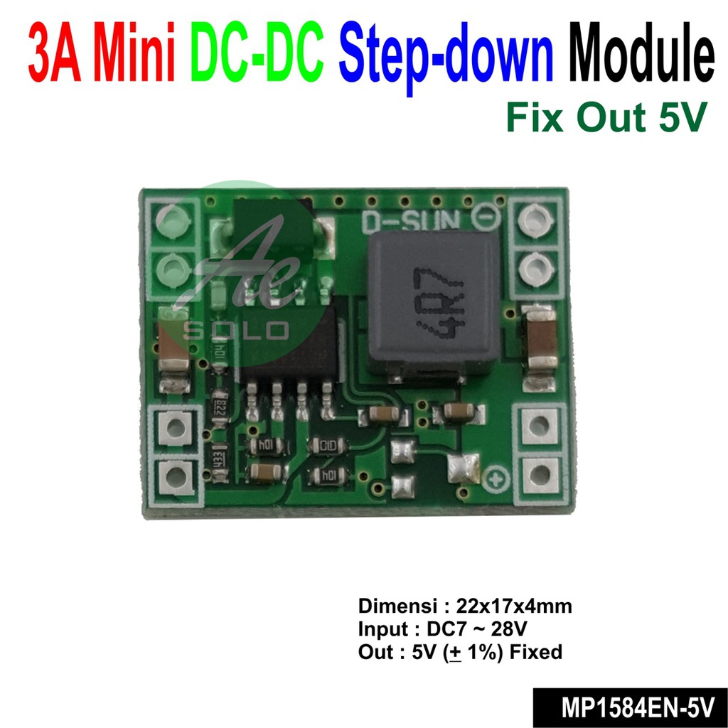 Jual 3A Mini LM2596 DC-DC Step-down Buck Module 5V Step Down MP1584EN | Shopee Indonesia