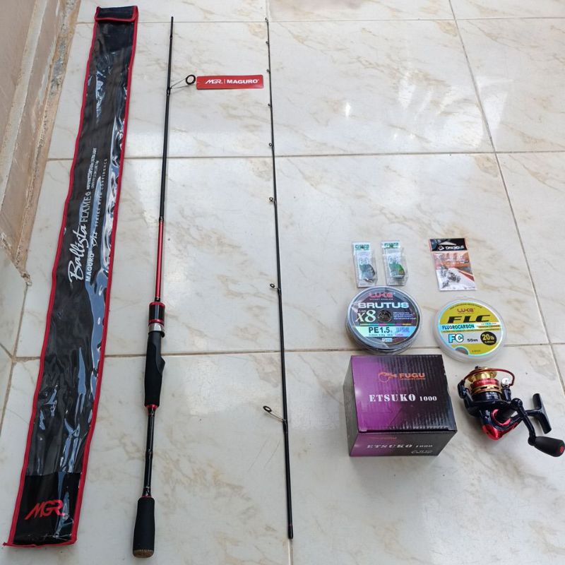 Jual Joran Casting UL Spining Gabus Satu 1 Set Siap Pakai Carbon Hollow ...