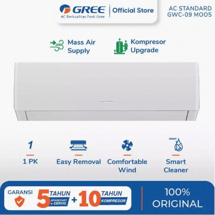 Jual AC GREE 1PK MOO5 GWC 09 MOO5 GWC-09 M005 Unit Only | Shopee Indonesia