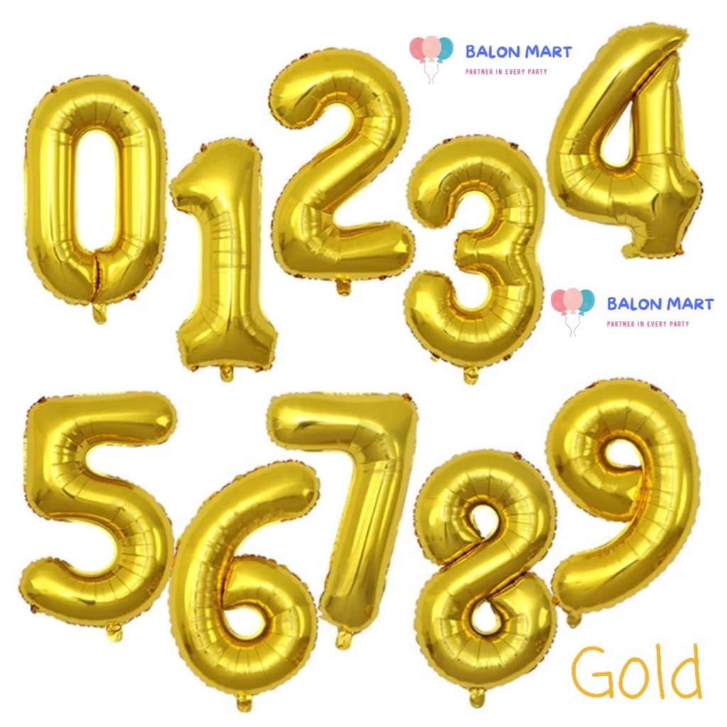 Jual Balon Foil Angka Gold 32inch/80cm | Shopee Indonesia