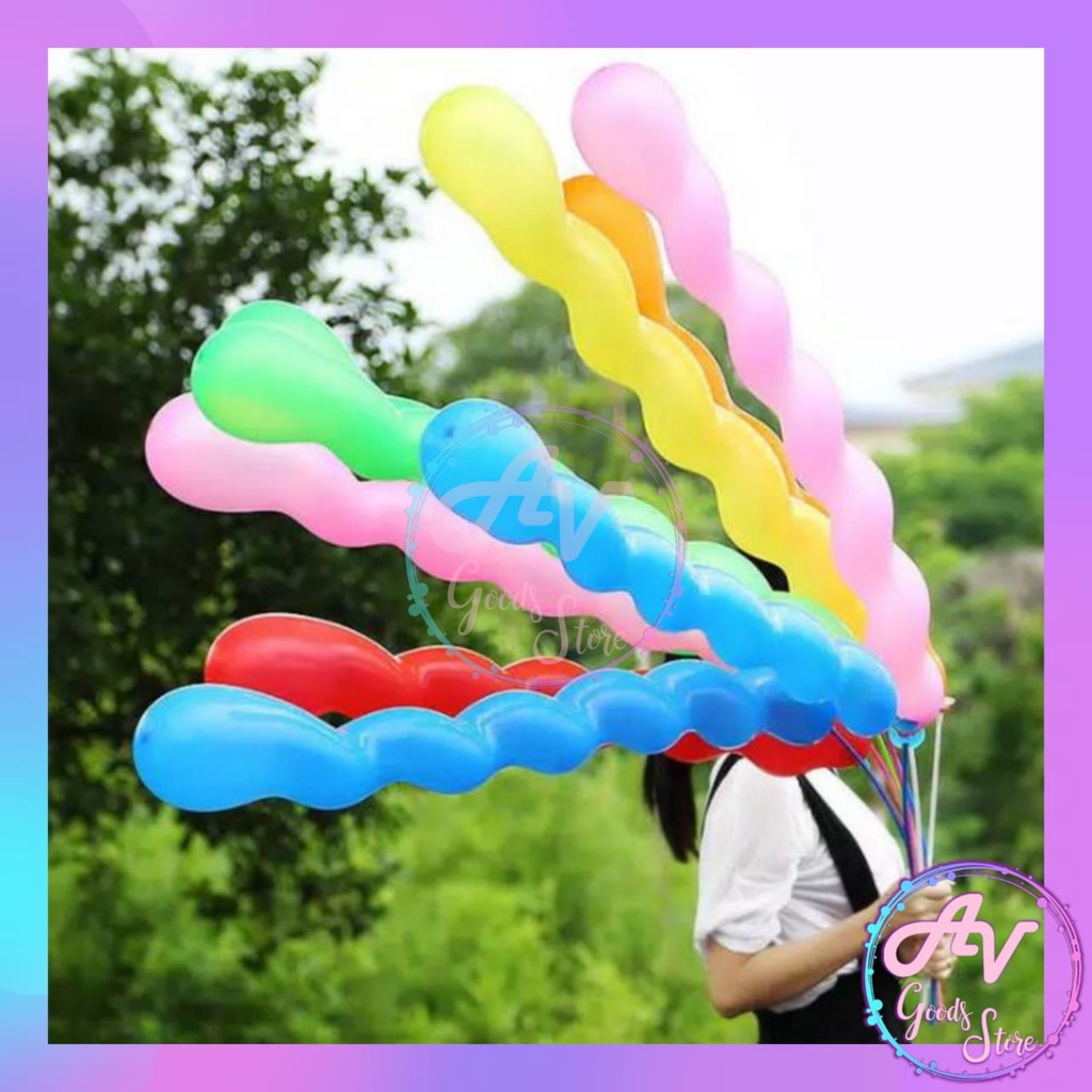 Jual balon / balon ulir spiral / balon panjang / 1 RENTENG BALON ROKET ...