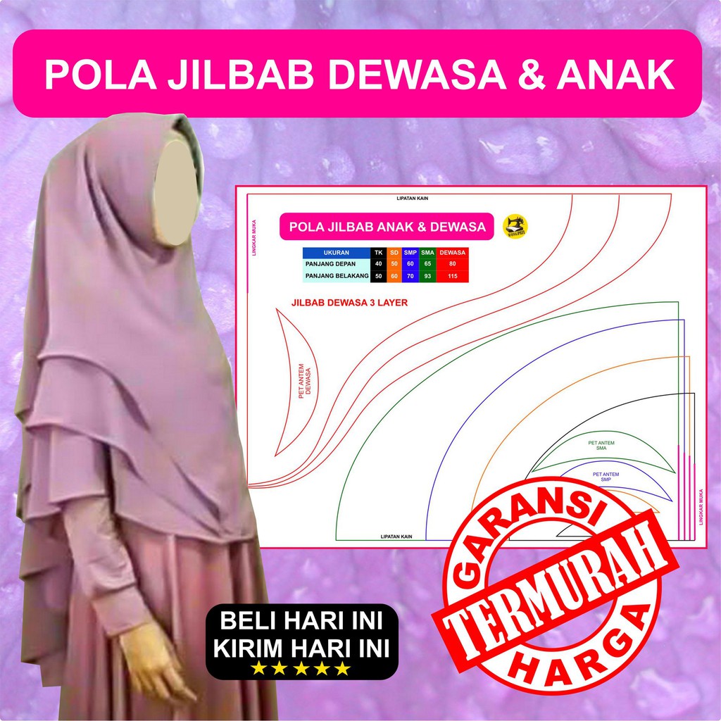 Jual POLA JIPLAK JILBAB DEWASA, REMAJA DAN ANAK | Shopee Indonesia