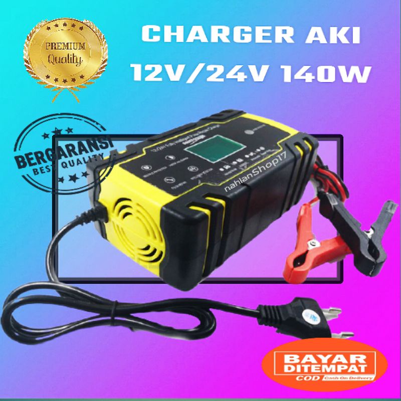 Jual CHARGER ACCU AKI MOBIL MOTOR 12V/24V 140W DENGAN LCD 4-8 AMPERE ...