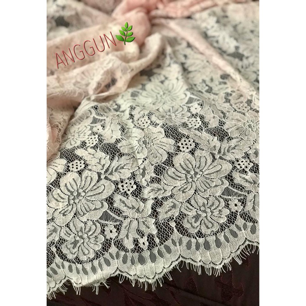 Jual Kain Brokat Bahan Brukat Panel 2 sisi Premium Import Bunga Teratai ...