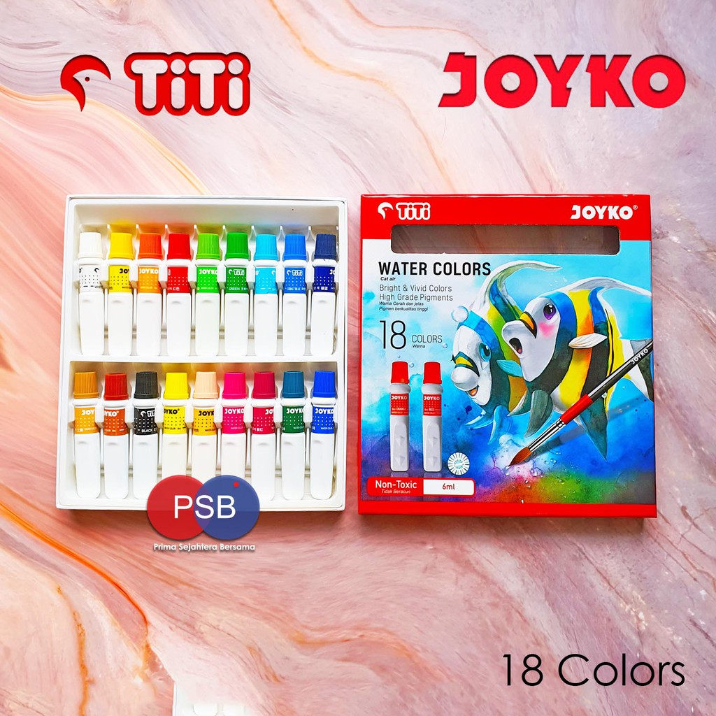 Jual Titi Joyko Water color 18 colors / cat air Titi Joyko 18 warna ...