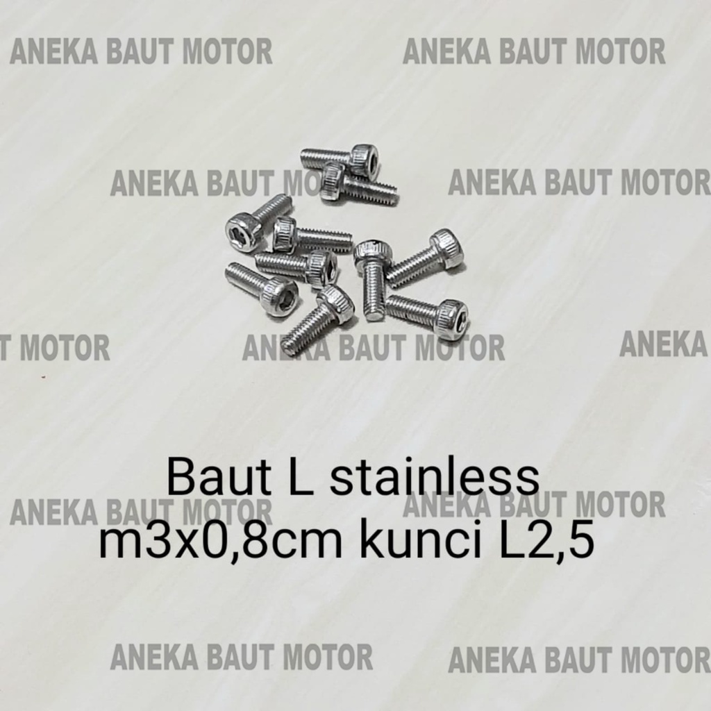 Jual (Harga per 10 pcs) Baut L Stainless 3mm x 0,8 cm | Shopee Indonesia