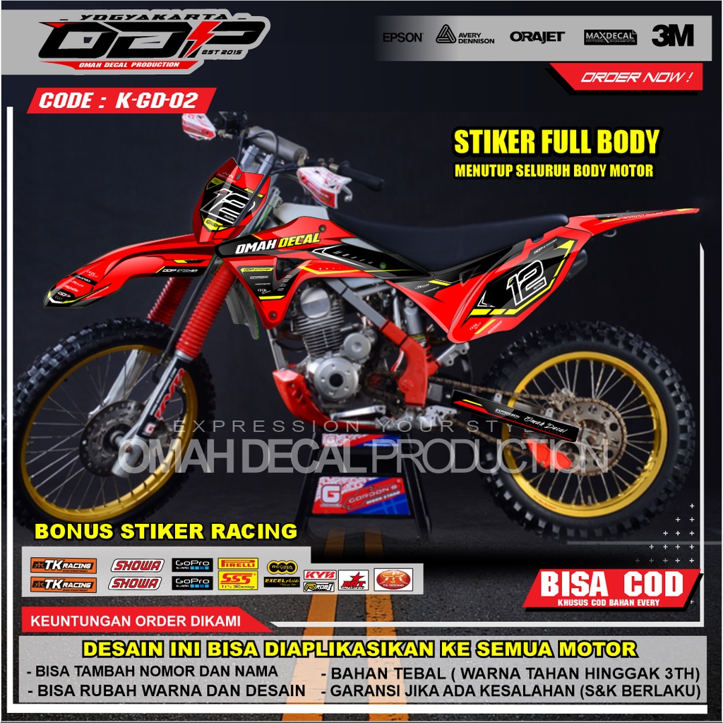 Jual DECAL GORDON FULL BODY AKSESORIS VARIASI STICKER MOTOR KAWASAI KLX ...