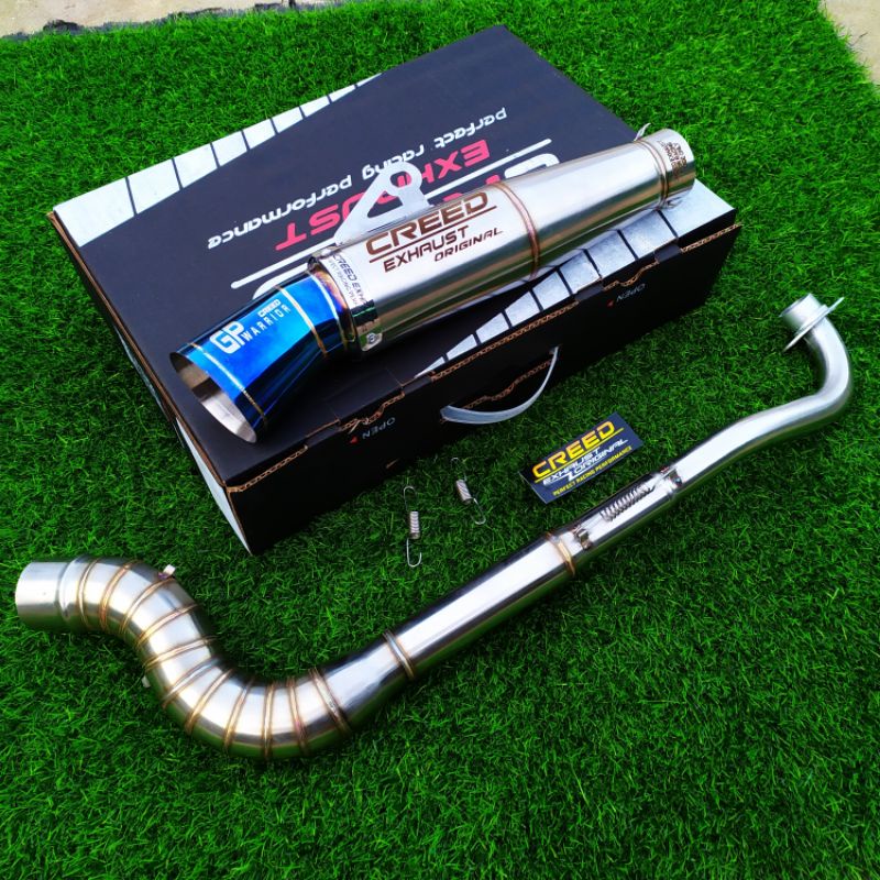 Jual [Creed Exhaust Original] canister+neck pipe big elbow for Xrm 125 ...