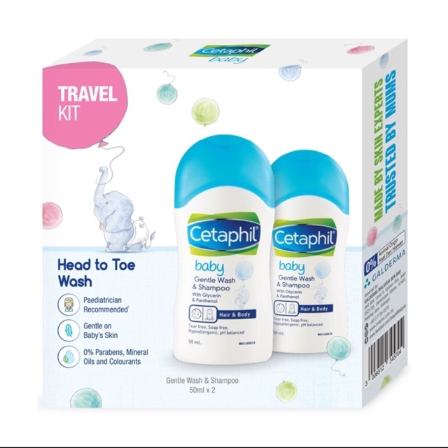 Jual CETAPHIL BABY GENTLE WASH & SHAMPOO 50ml x 2 TRAVEL KIT | Shopee ...