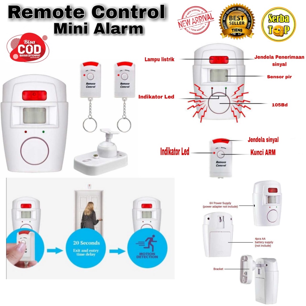 Jual Alarm sensor Anti Maling Remote Controlled Mini Alarm Infared PIR ... Jual Alarm sensor Anti Maling Remote Controlled Mini Alarm Infared PIR ...