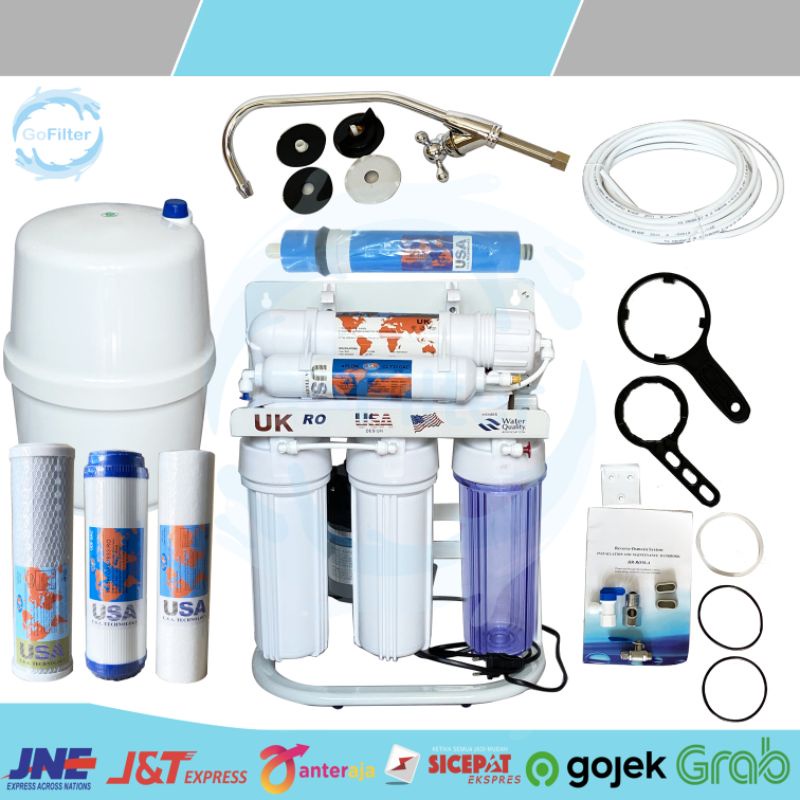 Jual MESIN FILTER AIR MINUM UNDERSINK RO 100 GPD 5 STEP STAGE UK + PRESSURE STAND DUDUK ...