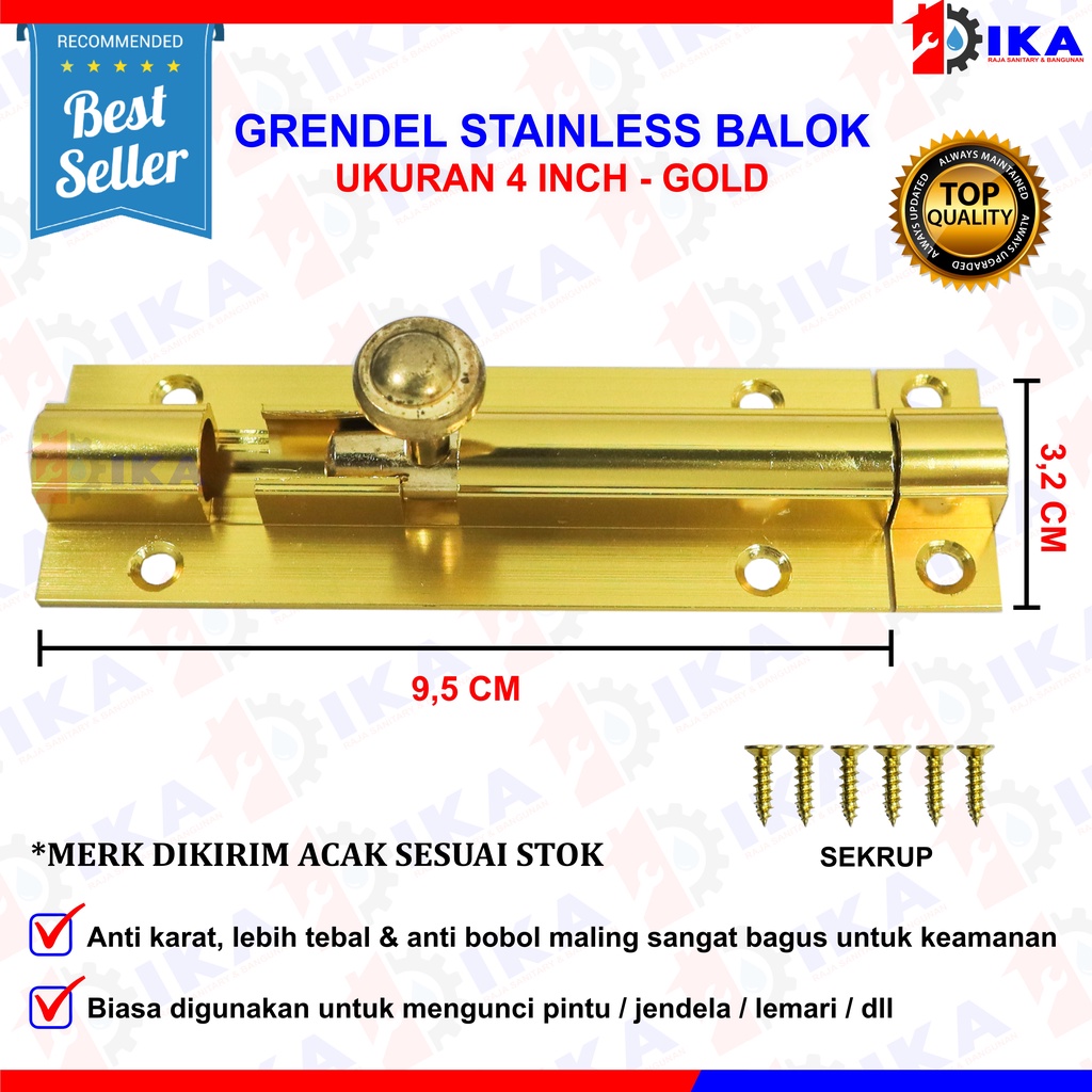 Jual TERMURAH Grendel Stainless Stanlis Tebal Selot Pintu Selot Jendela ...