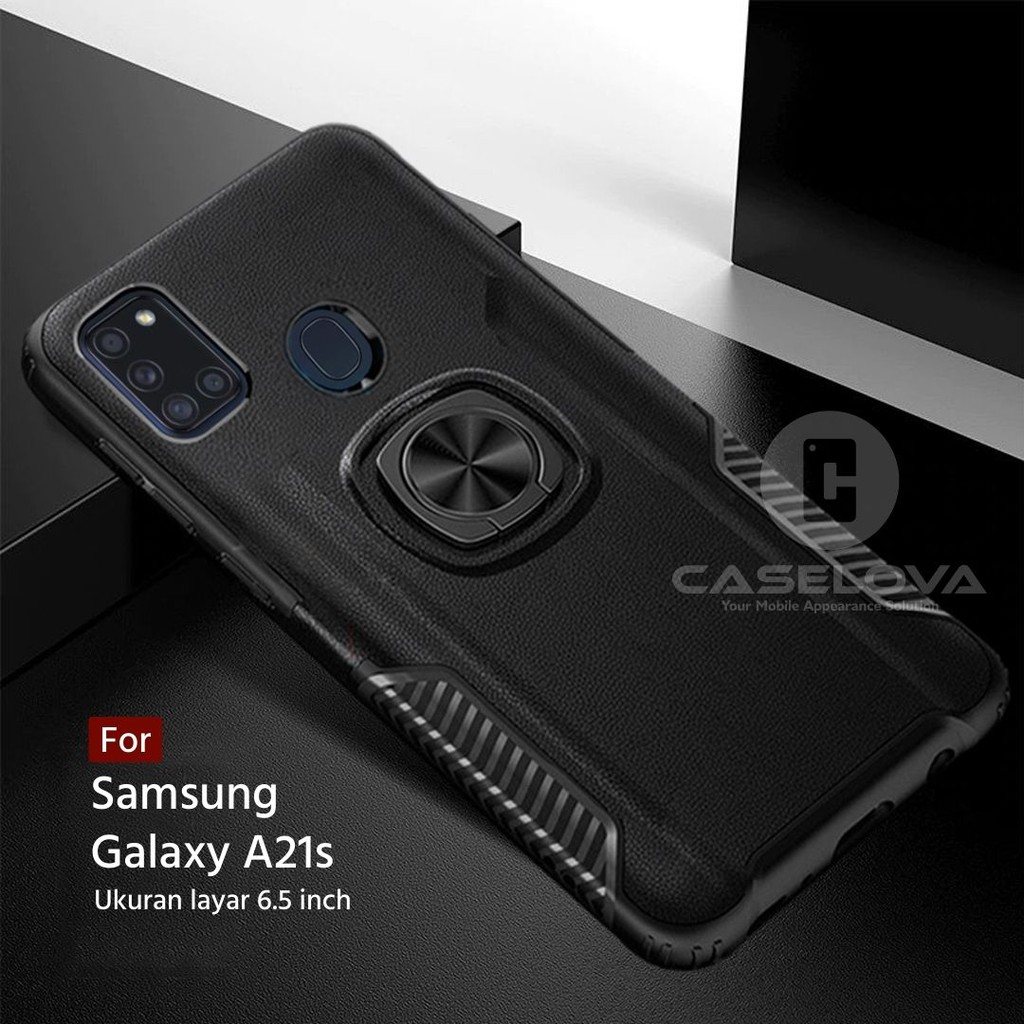 Jual Case Samsung Galaxy A21s Hardcase Ring Carbon Thunder | Shopee Indonesia