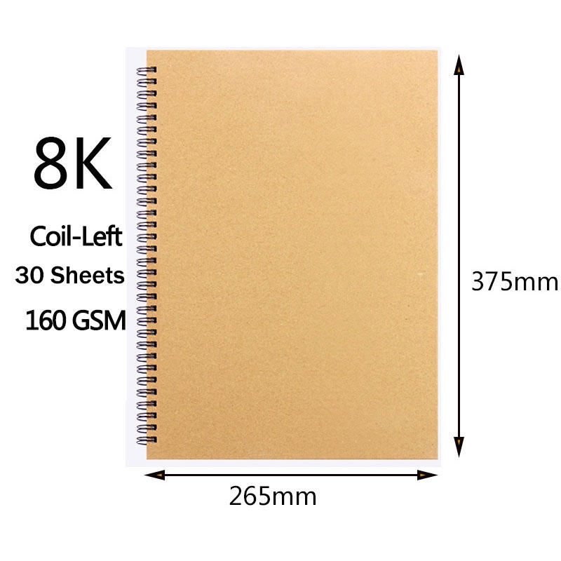Jual A4/8K/A5/16K Kraft Paper Sketchbook Spiral Art Notebook Blank ...