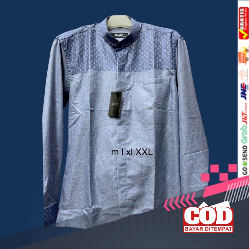 Jual Kemko Harley warna biru denim tangan panjang Kemeja Koko pria ... Jual Kemko Harley warna biru denim tangan panjang Kemeja Koko pria ...