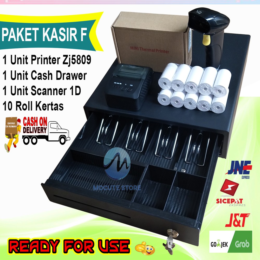 Jual Paket Kasir F Cash Drawer + Printer 5809 + Scanner + Kertas 10 ...