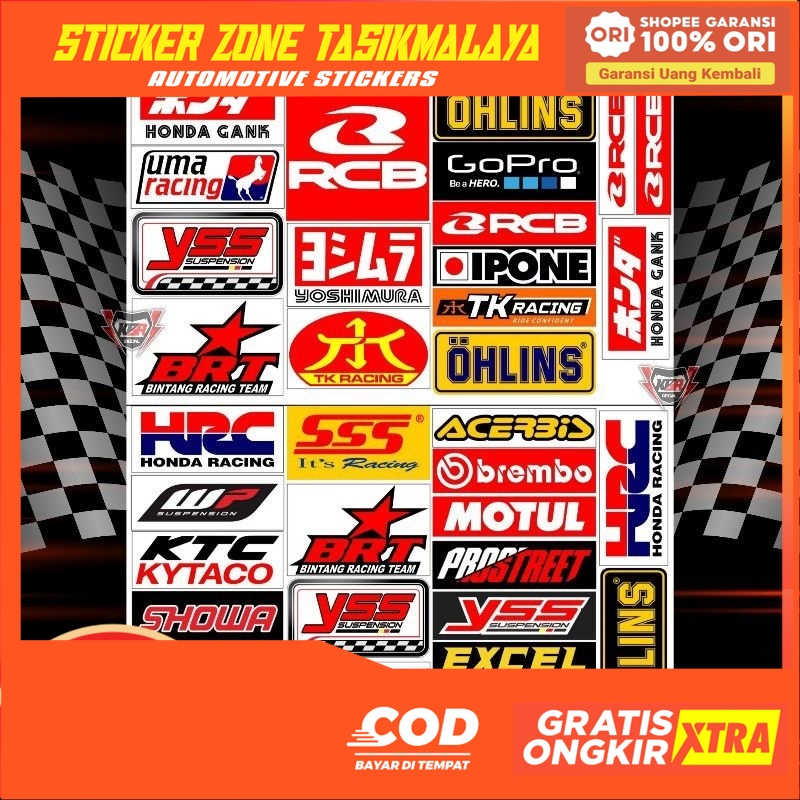 Jual Stiker Racing 1 Pack isi 13 25 27 34 40 41 45 Sticker Sponsor ...