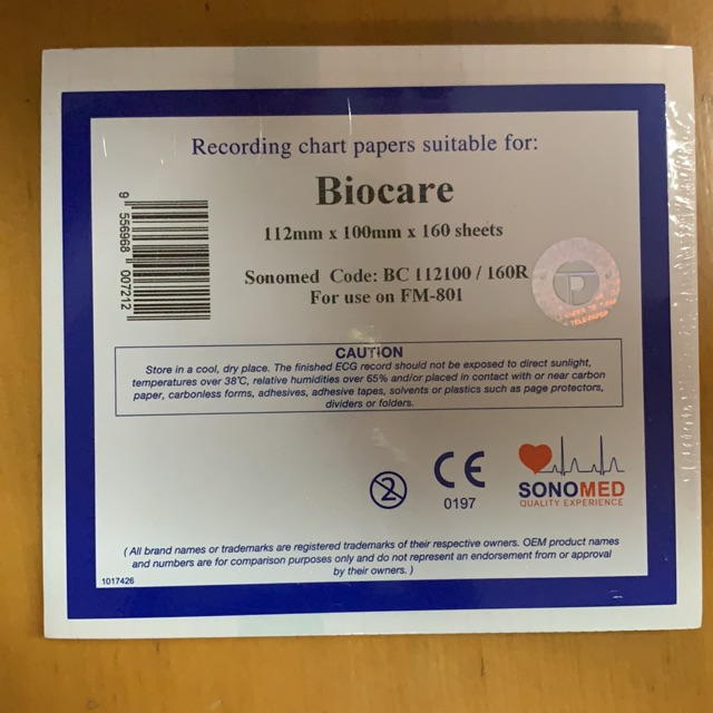 Jual kertas ekg / kertas ctg / biocare fm-801 / 112mm x 100mm x 160 ...