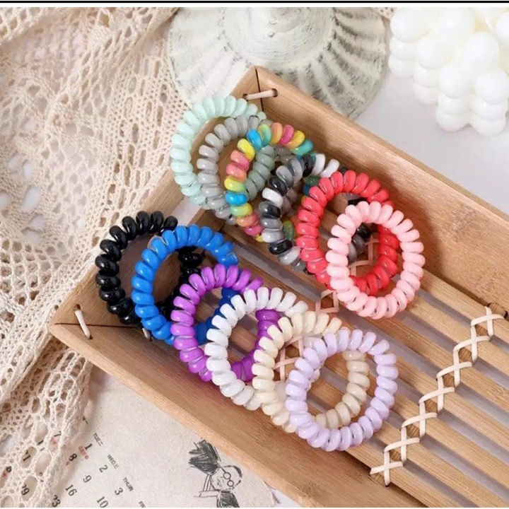 Jual Ikat Rambut Spiral Kabel Telepon (Warna-Warni) | Shopee Indonesia