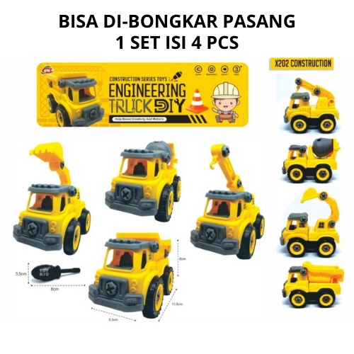 Jual Mainan Edukasi Bongkar Pasang Mobil Mobilan Truk Konstruksi Rakit ...