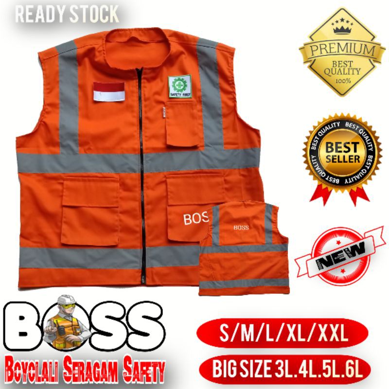 Jual ROMPI SAFETY ORANGE ORIGINAL GRADE A FREE LOGO K3 BENDERA SIZE 5L ...