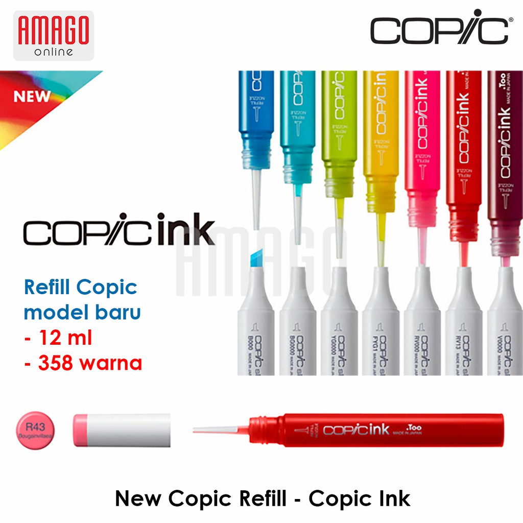 Jual COPIC Ink Refill CIK - Isi Ulang Copic Model Baru - 12 ml - Harga Satuan - Warna Tulis di ...