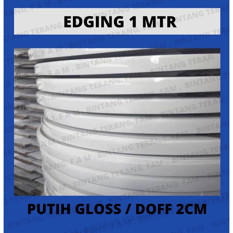 Jual 1 mtr Edging hpl edging pvc TACO putih lebar 2cm (20mm) | Shopee ...
