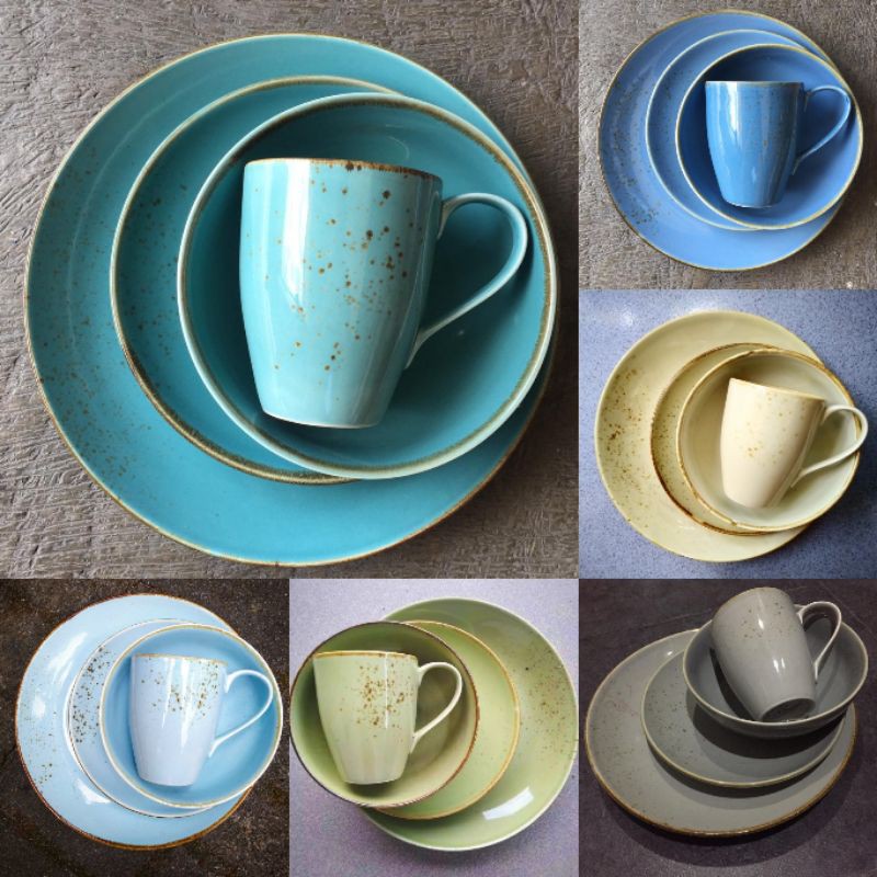 Jual RUSTIC Dinner Set Table Ware Peralatan Makan Keramik | Shopee ...
