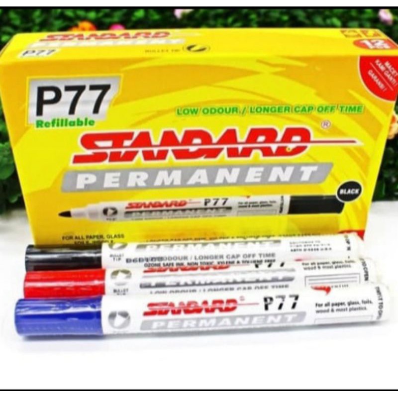 Jual Spidol permanent standard P77 per pack | Shopee Indonesia