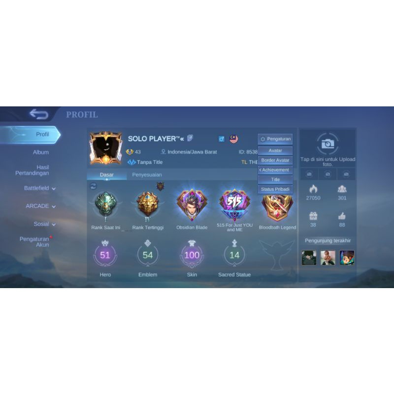 Jual AKUN ML | EPIC SULTAN | CC ALDOUS BERLEGEND ALU | Shopee Indonesia