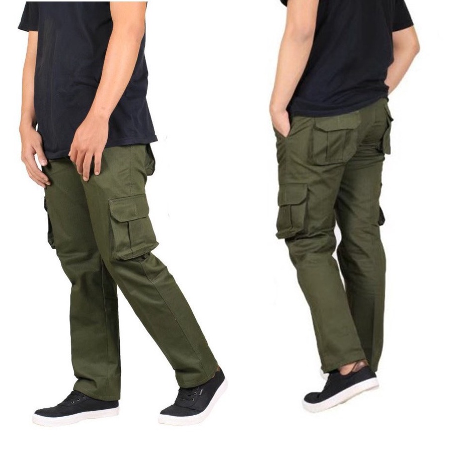 Jual Celana Cargo Panjang Pria Cowok hitam abu hijau army cream berkualitas | Shopee Indonesia