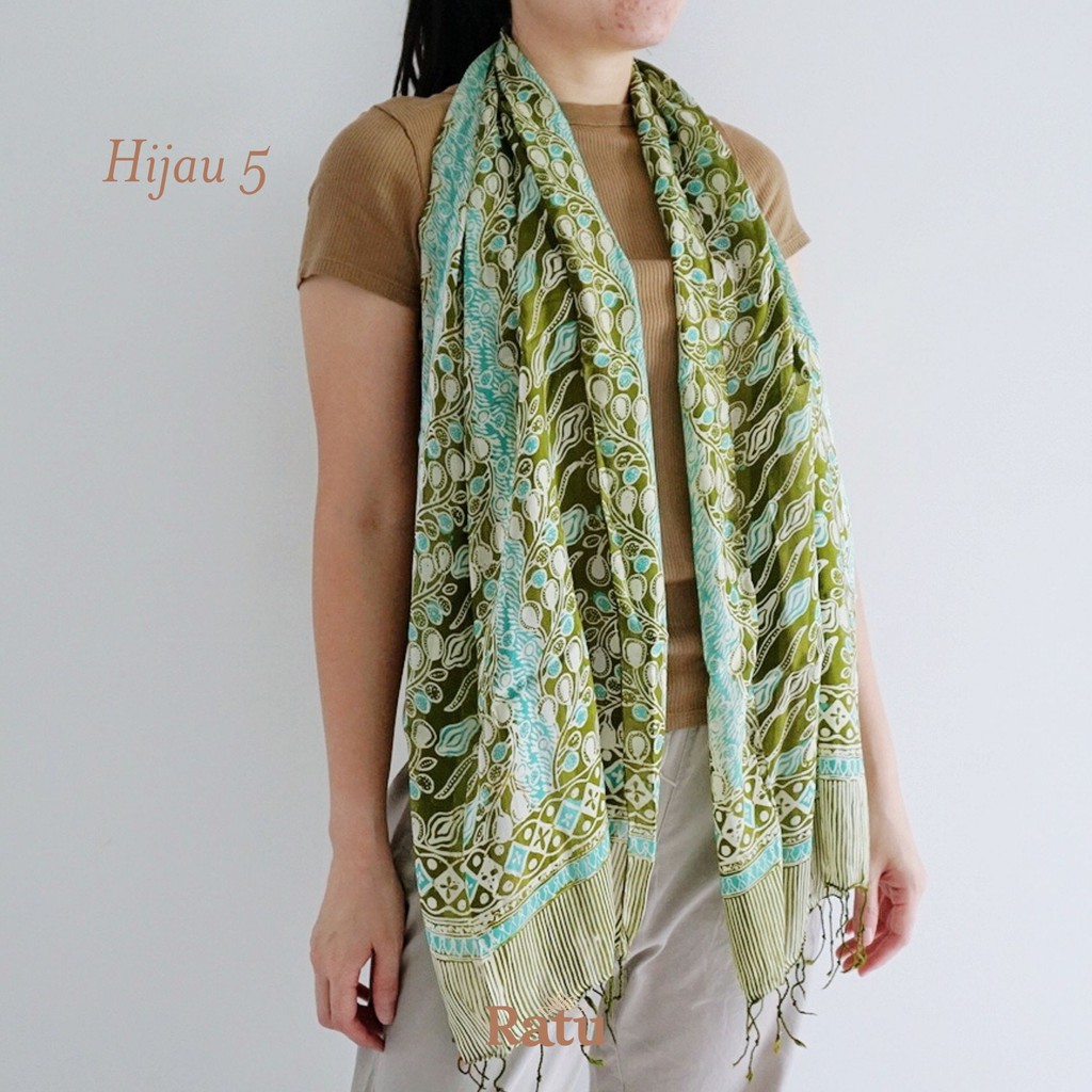 Jual Syal Sutra Salur Batik 45x170 Hijau 5 / Selendang / Scarf ...