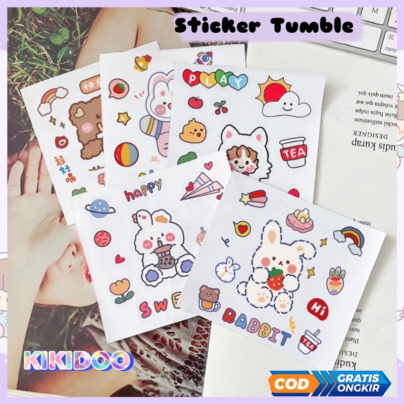 Jual Kikidoo Sticker Tumble bottle lucu asthetic kawaii Bear bunny 1 ...