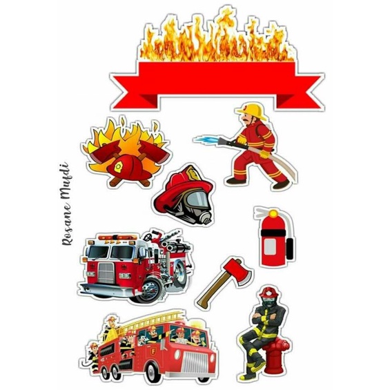 Jual Topper Cake Custom Ucapan Nama tema Pemadam Kebakaran / damkar ...