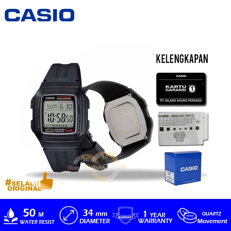 Jual Casio General F-201WA-1ADF/ F201WA1ADF/ F201WA ORIGINAL | Shopee Indonesia