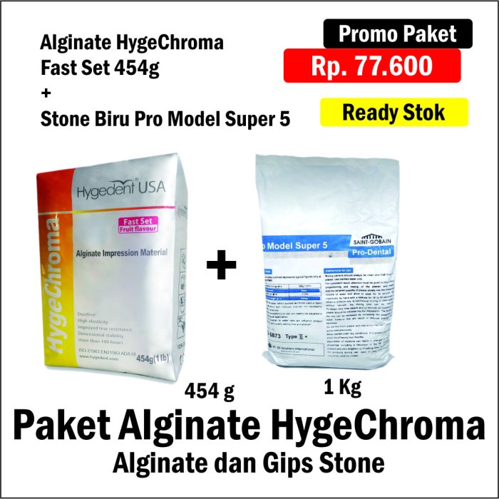 Jual Dental Alginate Hygedent HygeChroma Fast Set dan Gips Stone Biru 5 ...
