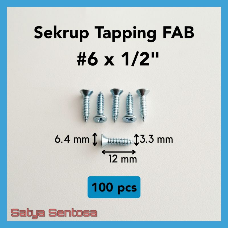 Jual Sekrup 6 x 1/2" FH+ Tapping Screw Moon Lion Sekrup 1.2 cm (100 pcs ...