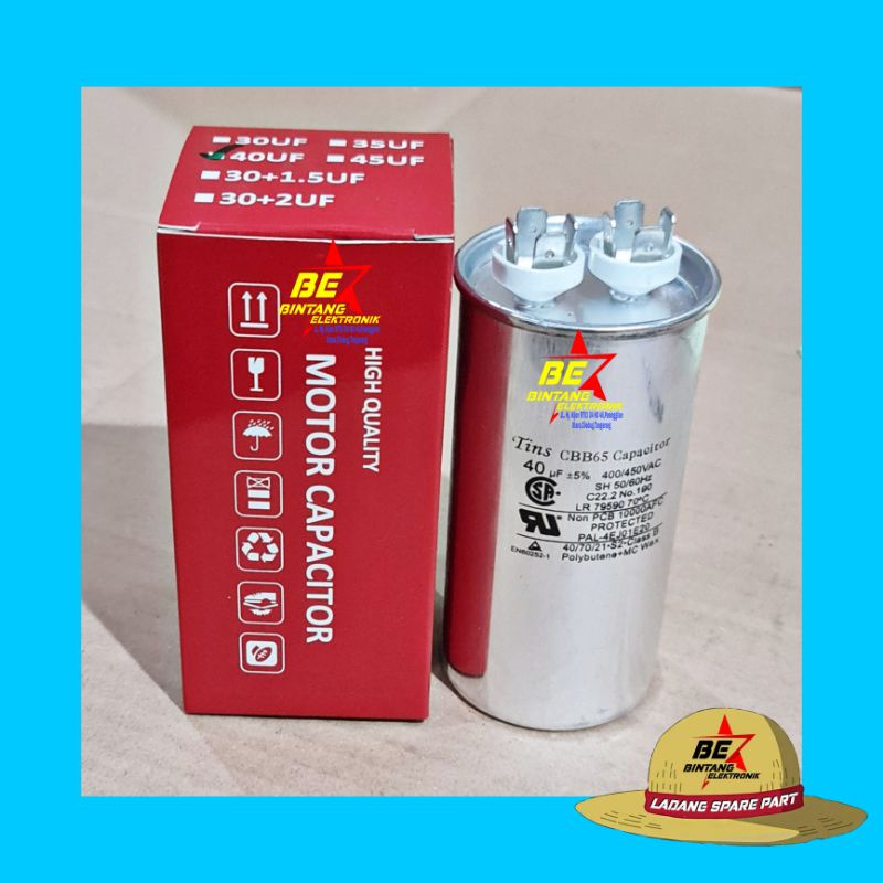 Jual Tins KAPASITOR AC 40 MIKRO CAPASITOR AC 40UF CAPASITOR 40 UF 40 ...