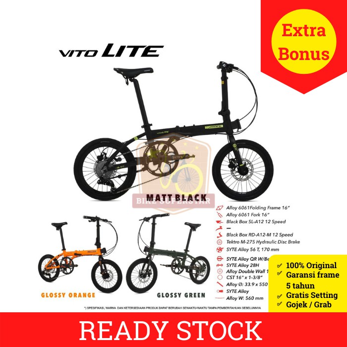 Jual Sepeda Lipat 16 Inch Pacific Vito Lite Alloy 12 Speed Cakram ...