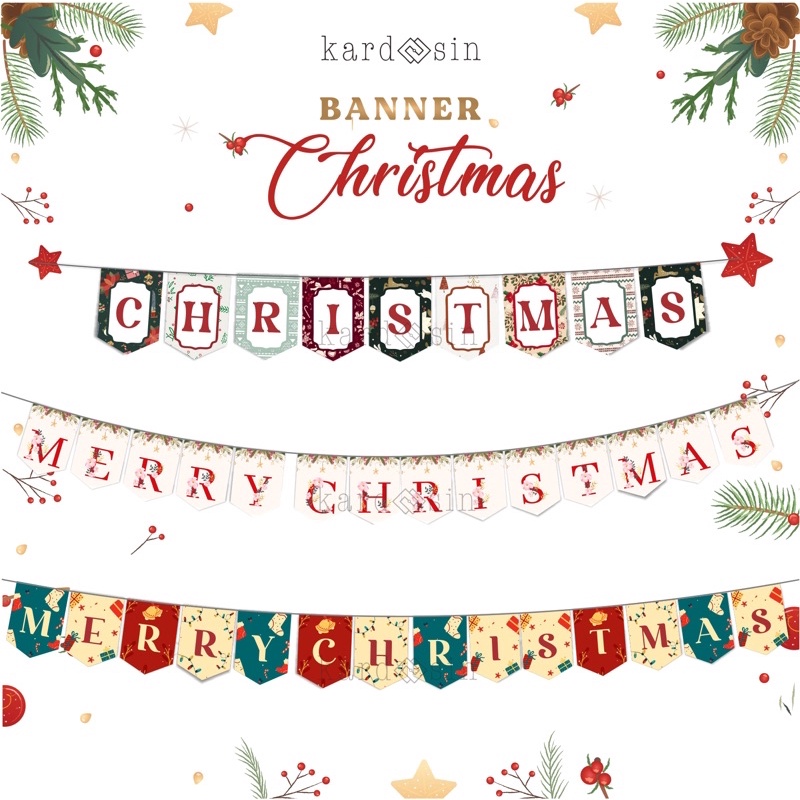 Jual [3 METER] BUNTING FLAG BANNER MERRY CHRISTMAS NATAL DECORATION ...
