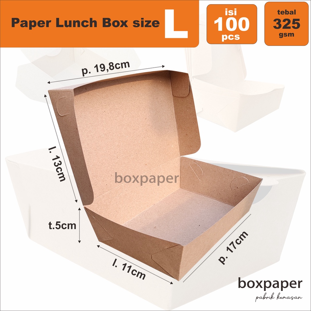 Jual Paper Lunch Box size L ( isi 100pcs) Dus Kertas Kertas Kemasan ...