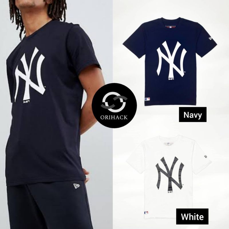 Jual Kaos MLB New Era Logo New York Yankees Tshirt Navy Putih White ...