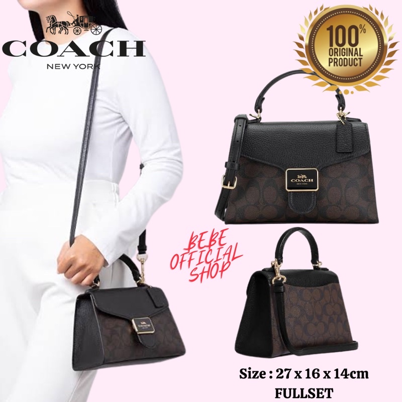 Jual [ORIGINAL] COACH Pepper Satchel In Signature Canvas Black Brown ...