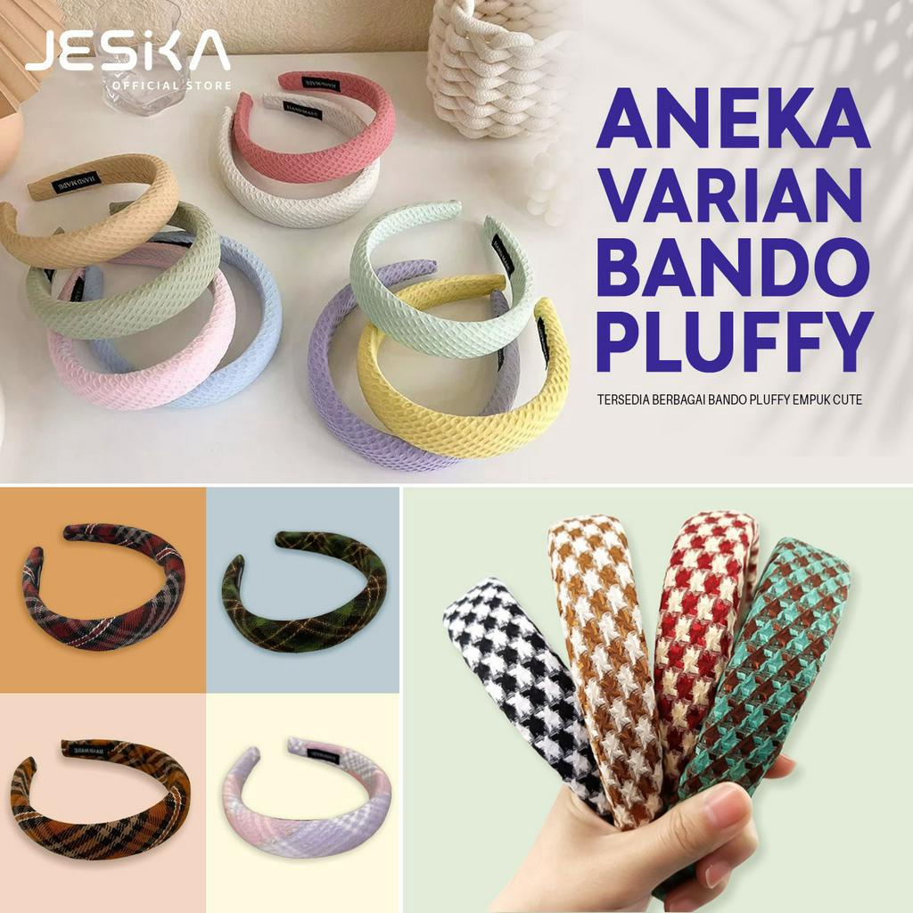 Jual Bando rambut pluffy fluffy hijab jilbab polos kain flanel facial ...