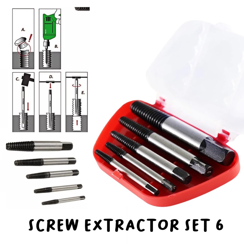 Jual Screw Extractor set-Alat pembuka baut rusak-Broken Striped Remover ...