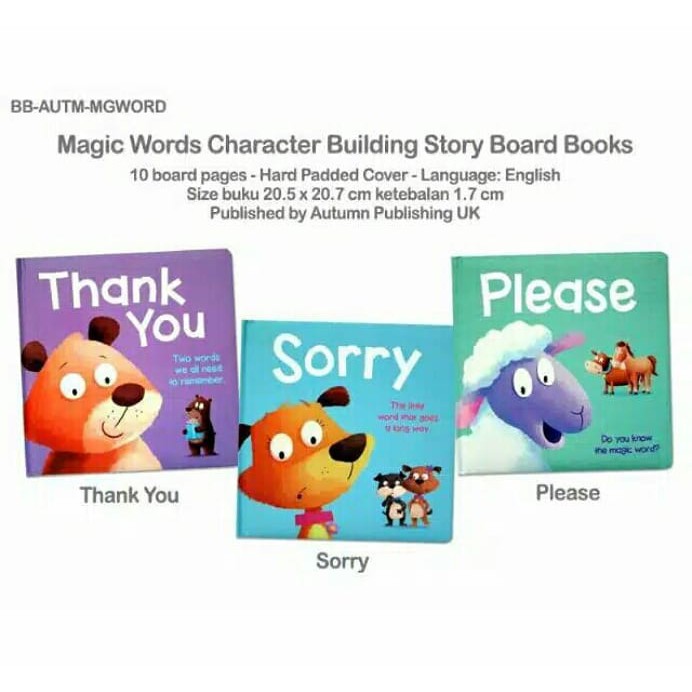 Jual 3 magic Words THANK YOU - SORRY - PLEASE Board Book | Shopee Indonesia