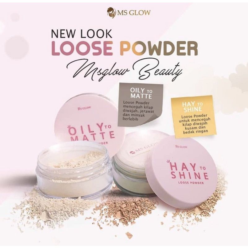 Jual (BISA COD & GOSEND) MS GLOW LOOSE POWDER HAY TO SHINE (OILY MATTE ...