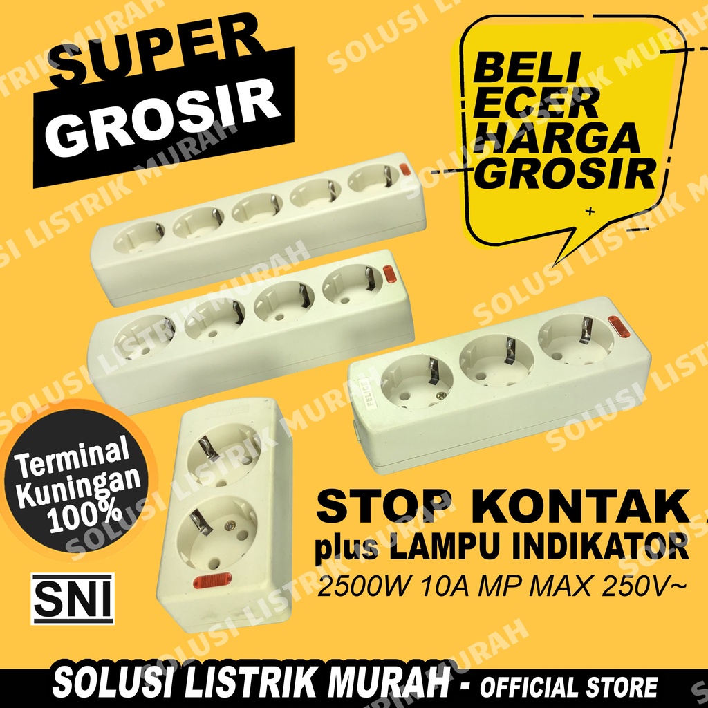 Jual Stop Kontak Arde Tanpa Kabel Lubang 5, 4, 3, 2 Stopkontak Terminal ...